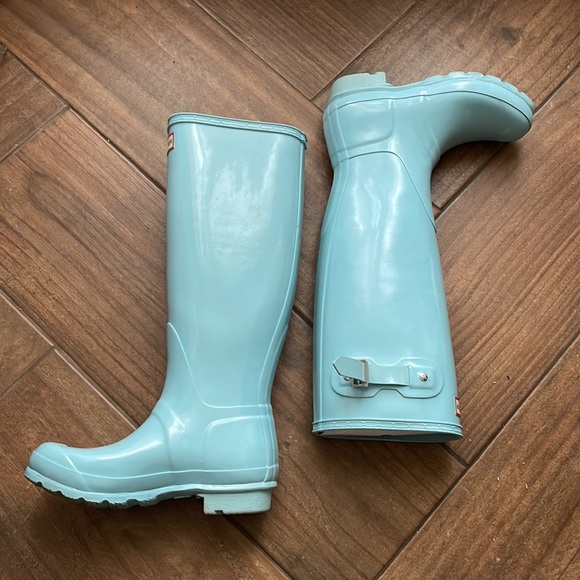 Hunter | Shoes | Hunter Brand Pale Mint Tall Gloss Rain Boots Size 5 Us ...